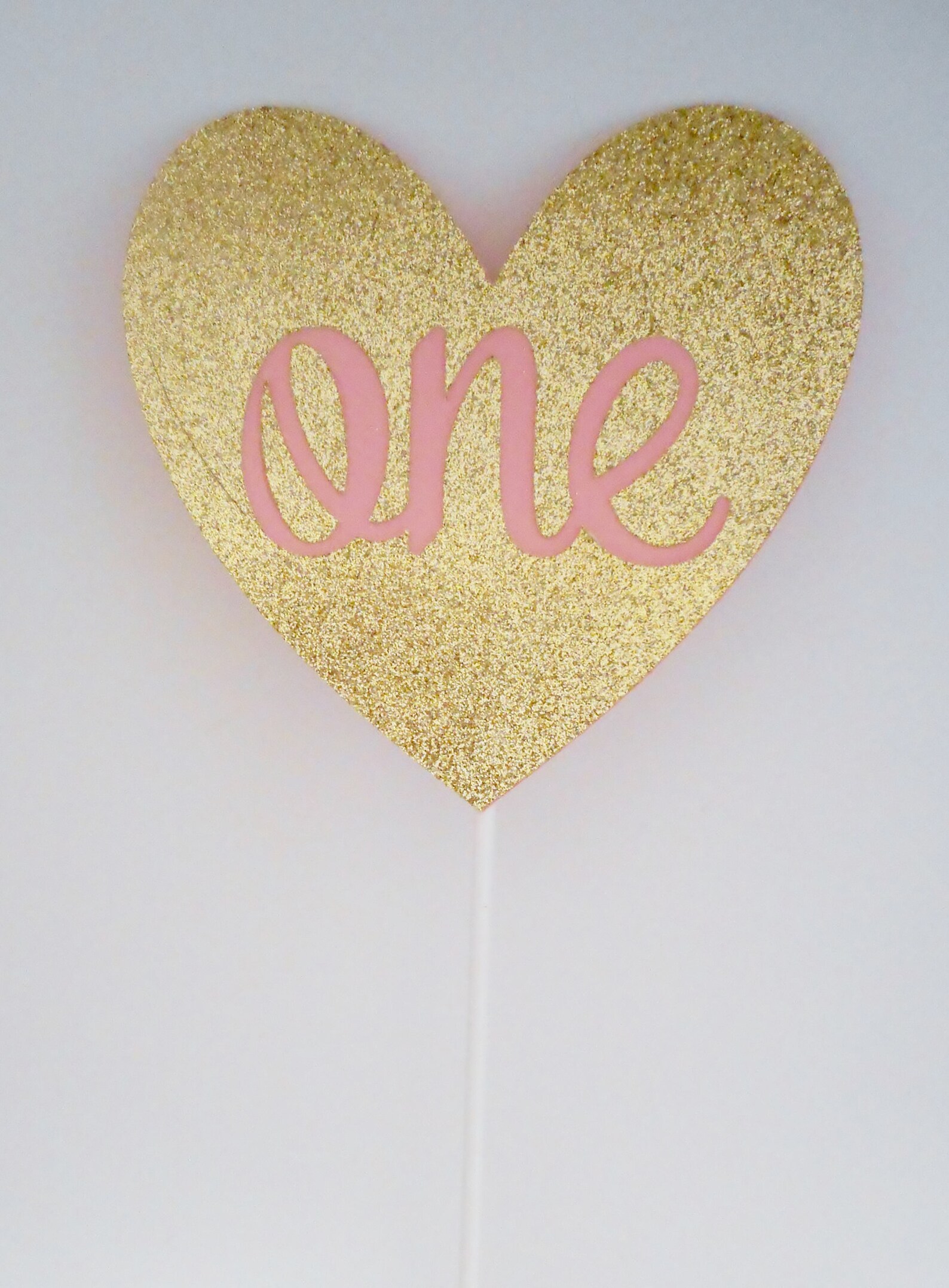 Pink and Gold Cake Topper One Birthday Cake Topper Glitter | Etsy