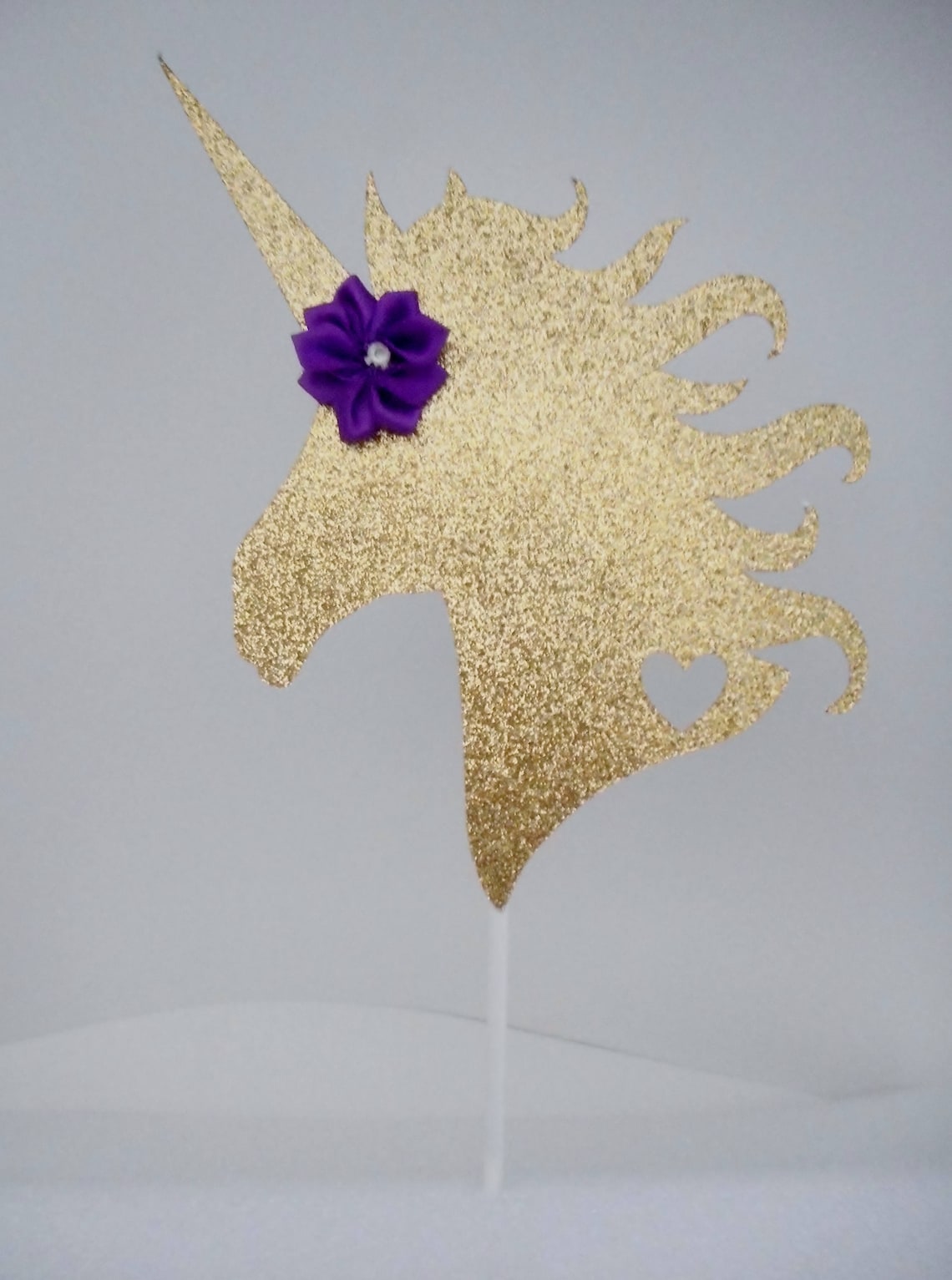 Unicorn Head Cake Topper Gold & Purple Cake Topper Glitter - Etsy