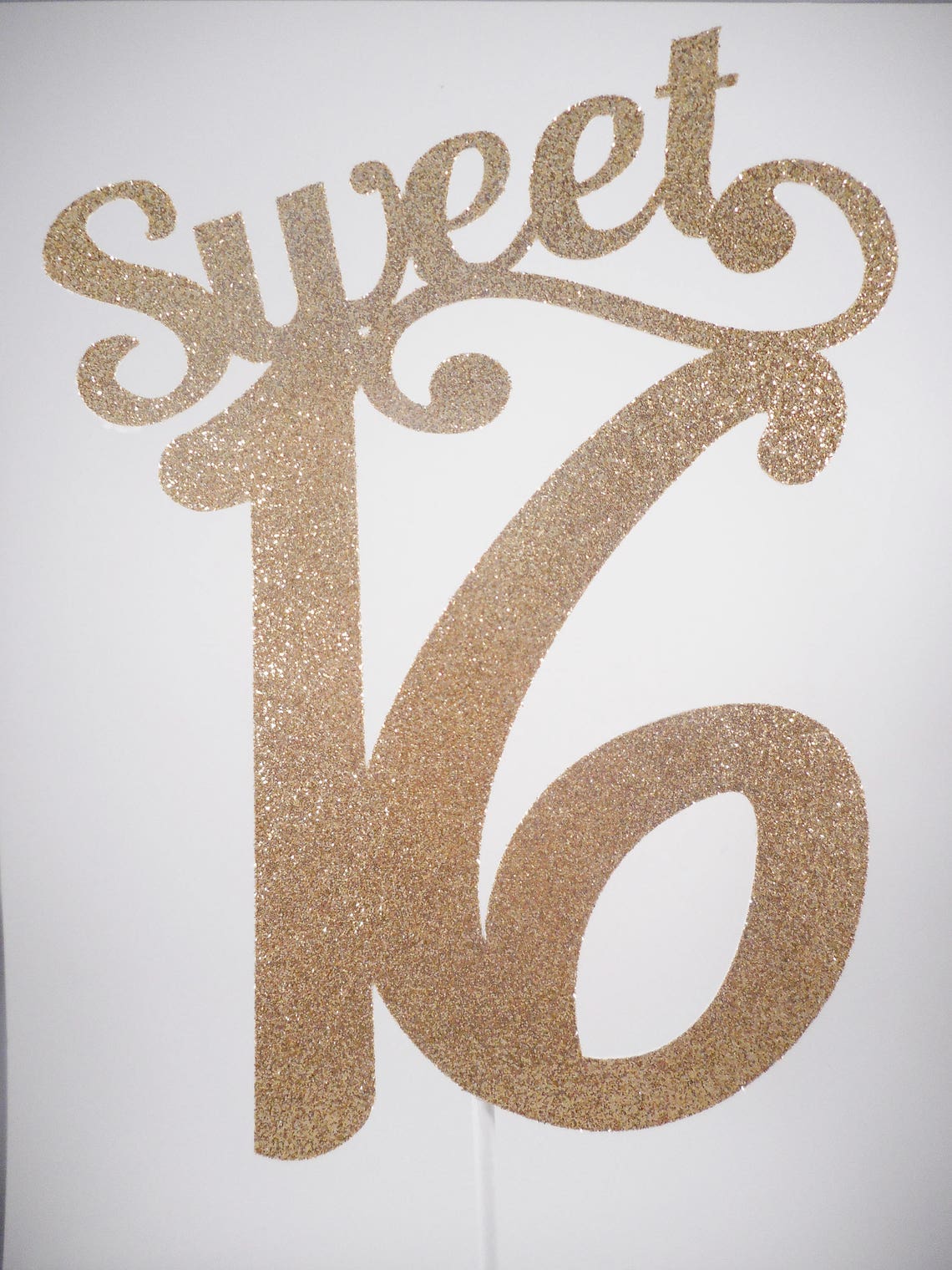 Sweet Sixteen Cake Topper, Gold 16 Cake Topper, Glitter Cake Topper ...