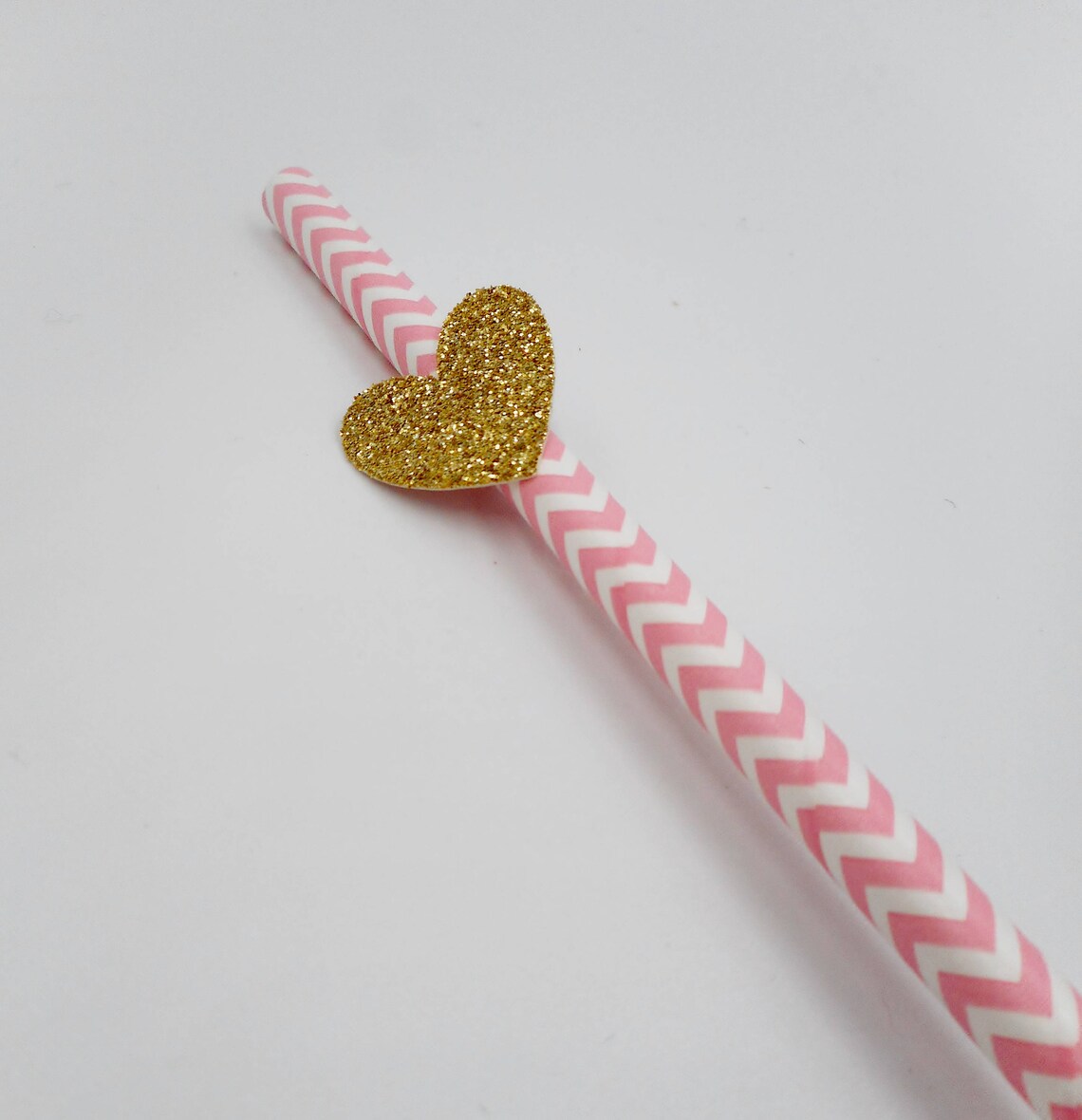 Gold and Pink Gold Glitter Heart Party Straw Heart Straws - Etsy