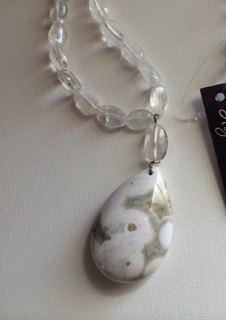Ocean Jasper & Crystal Necklace Jasper Necklace Gemstone - Etsy
