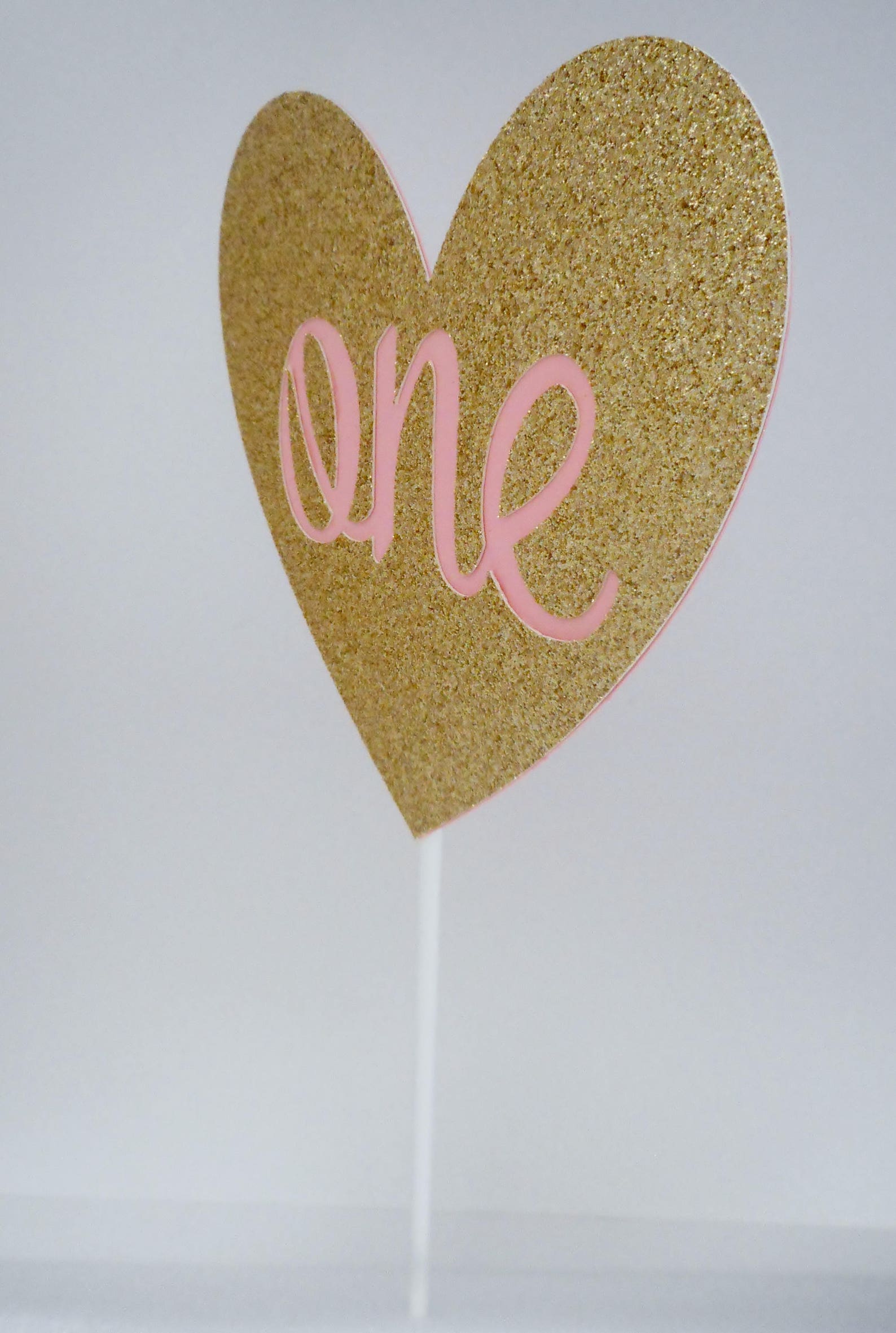 Pink and Gold Cake Topper One Birthday Cake Topper Glitter | Etsy