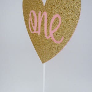 Pink and Gold Cake Topper One Birthday Cake Topper Glitter - Etsy