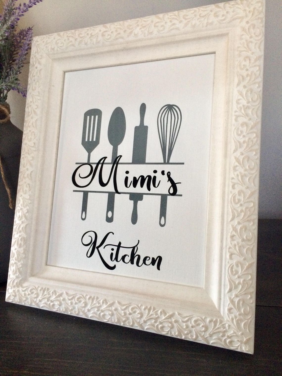 Mimi's Kitchen Print on White Canvas Panel Kitchen Decor | Etsy