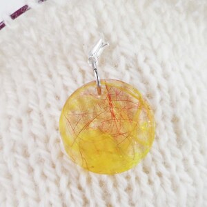 Bright Yellow Captured Fiber and Resin Circle Stitch Marker - Etsy