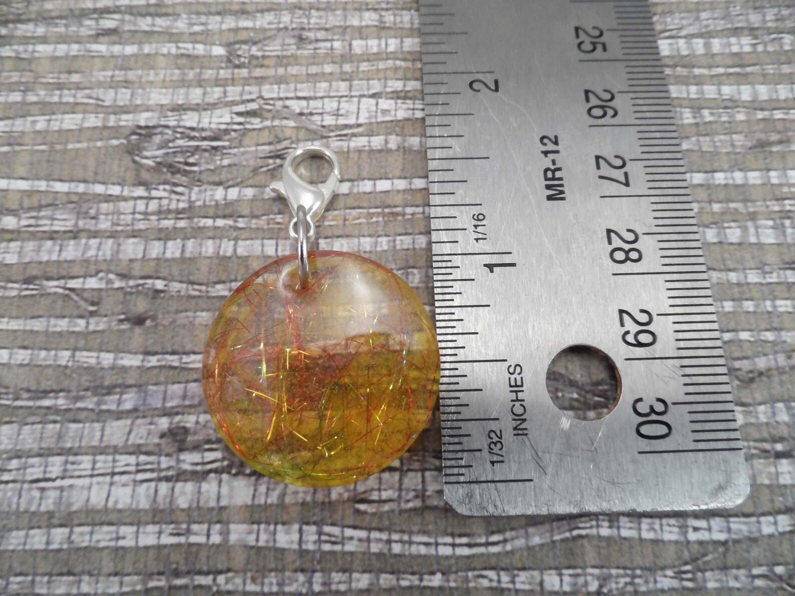 Bright Yellow Captured Fiber and Resin Circle Stitch Marker - Etsy