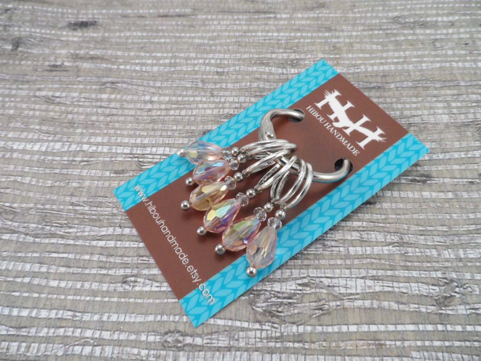 Pink Iridescent Teardrop Glass Stitch Markers Set of 6 - Etsy