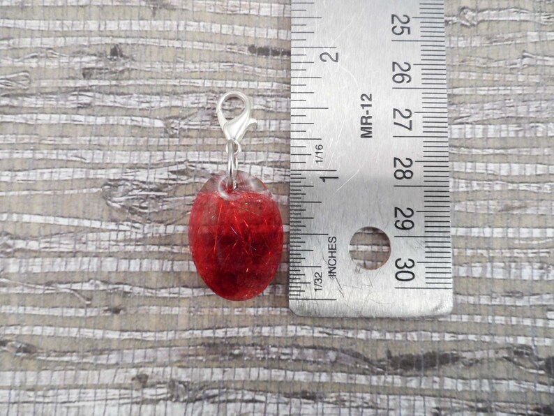 Ruby Red Captured Fiber and Resin Oval Stitch Marker - Etsy