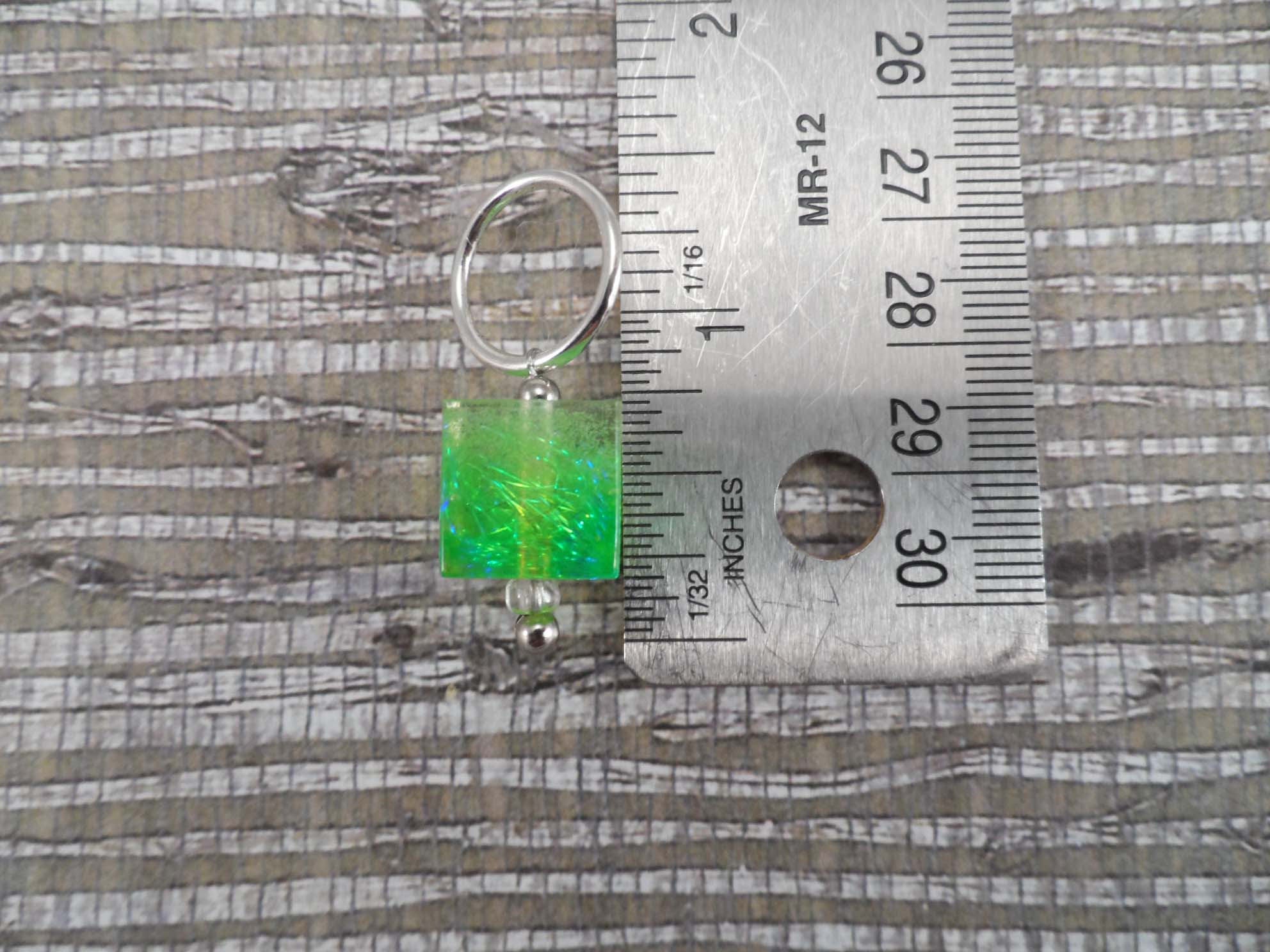 Lime Green Captured Fiber and Resin Stitch Marker and Progress Keeper ...