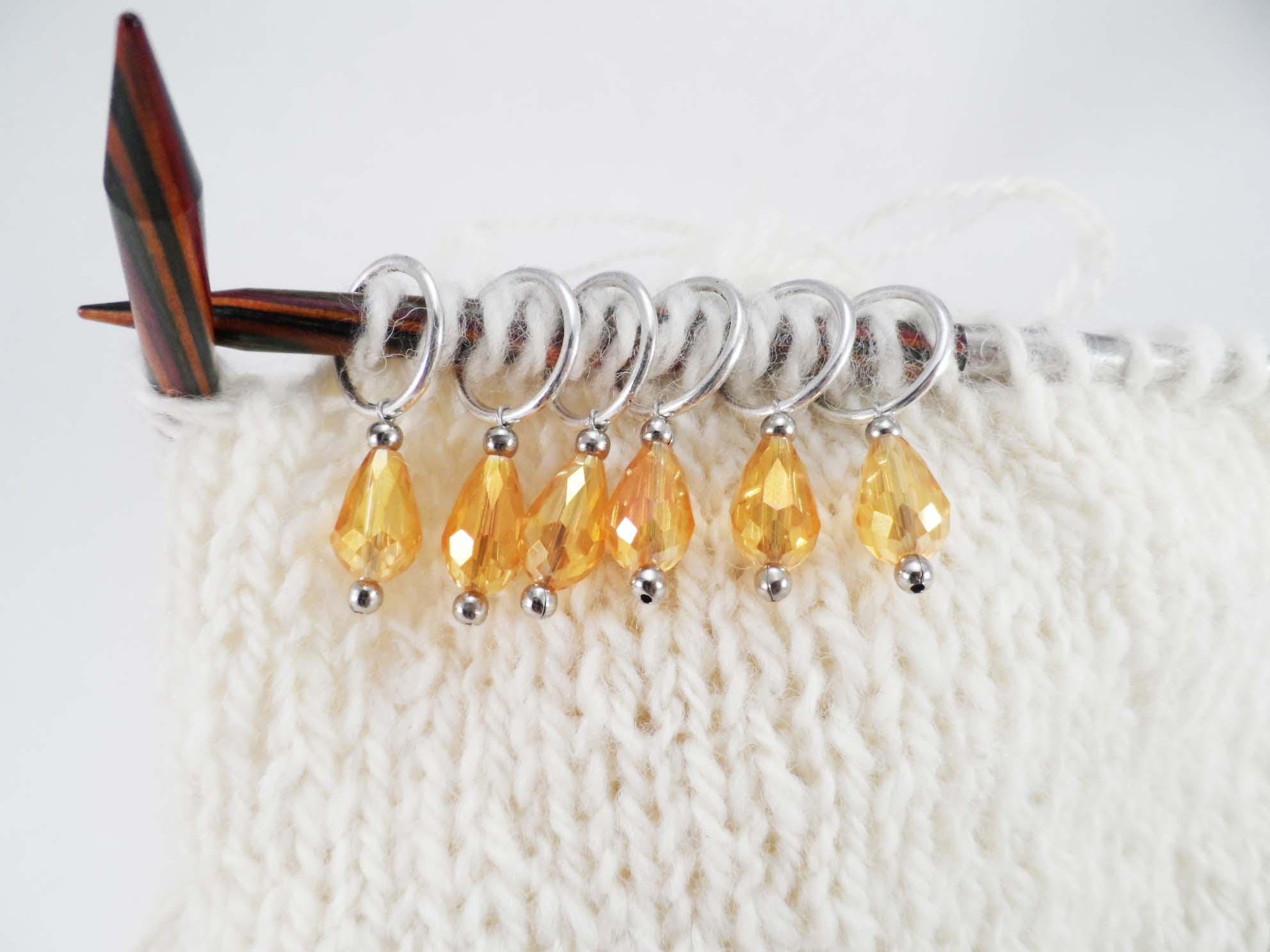 Iridescent Citron Teardrop Glass Stitch Markers Set of 6 - Etsy