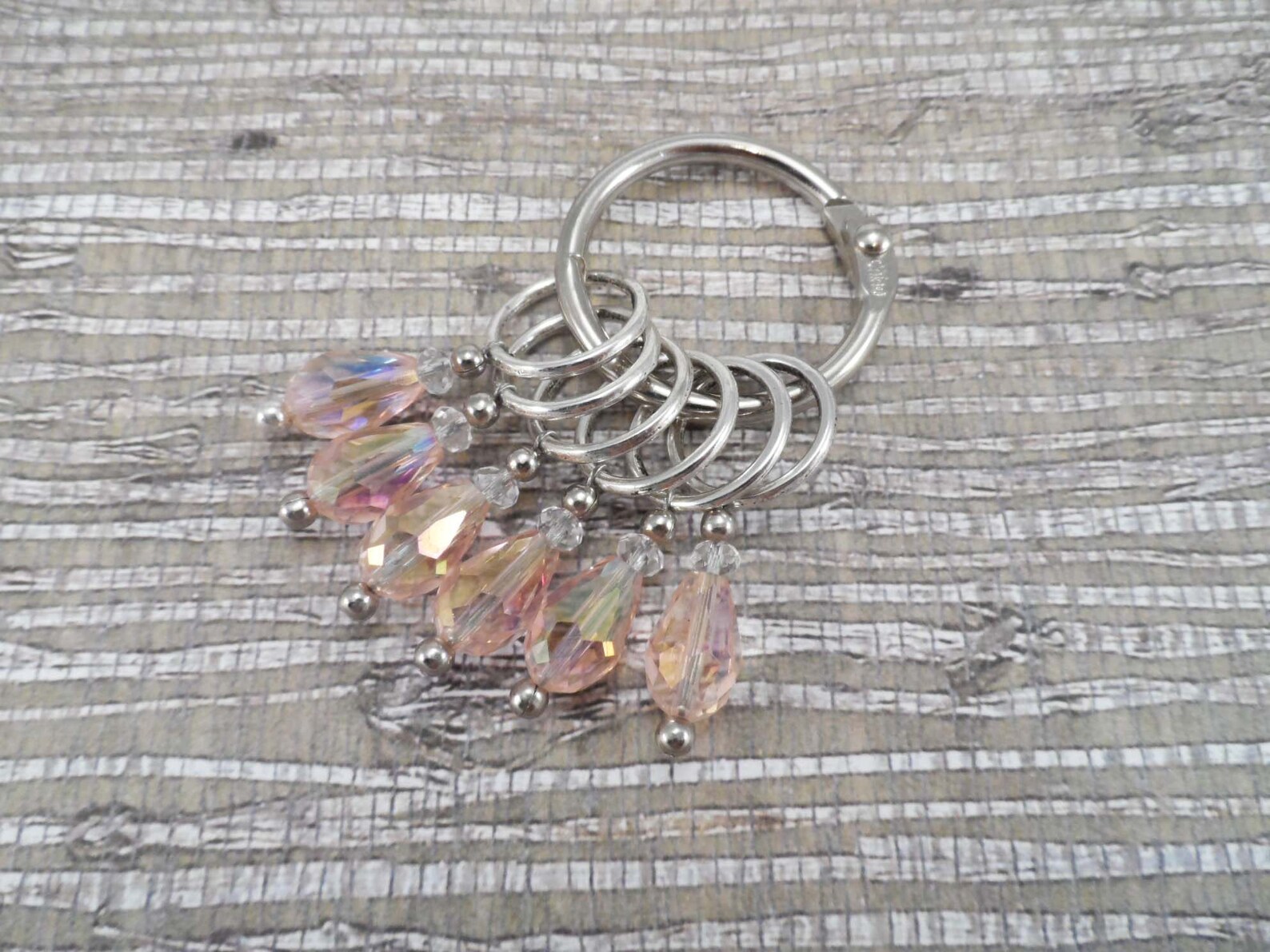 Pink Iridescent Teardrop Glass Stitch Markers Set of 6 - Etsy
