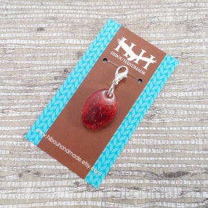 Ruby Red Captured Fiber and Resin Oval Stitch Marker - Etsy