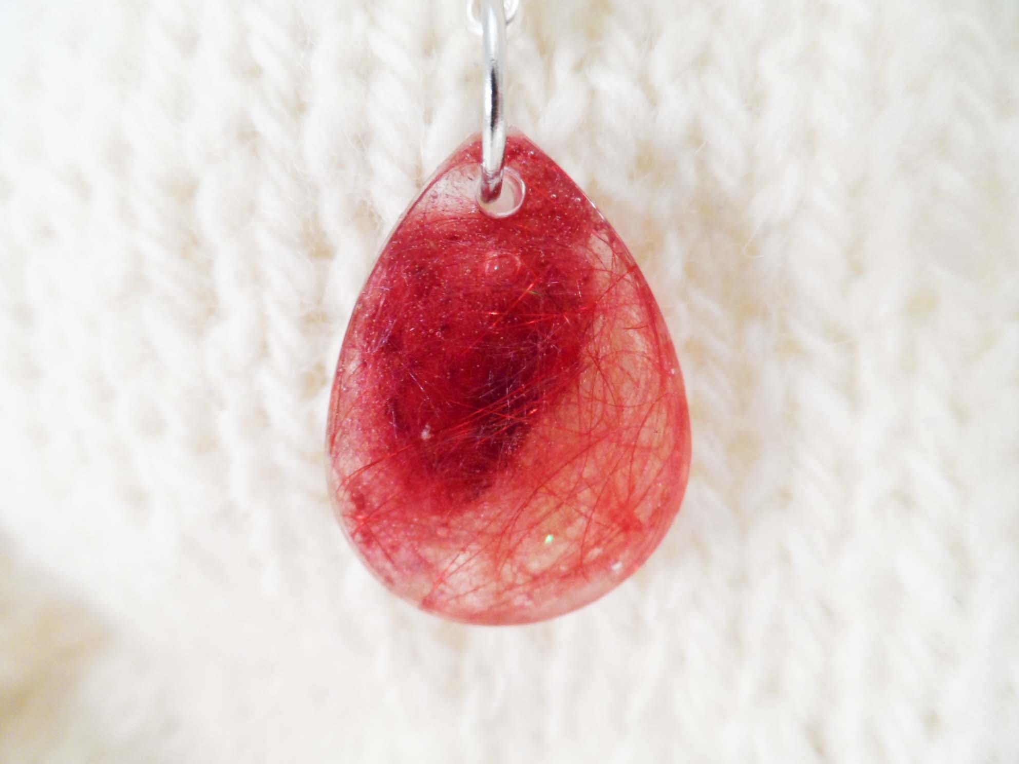 Ruby Red Captured Fiber and Resin Teardrop Stitch Marker - Etsy
