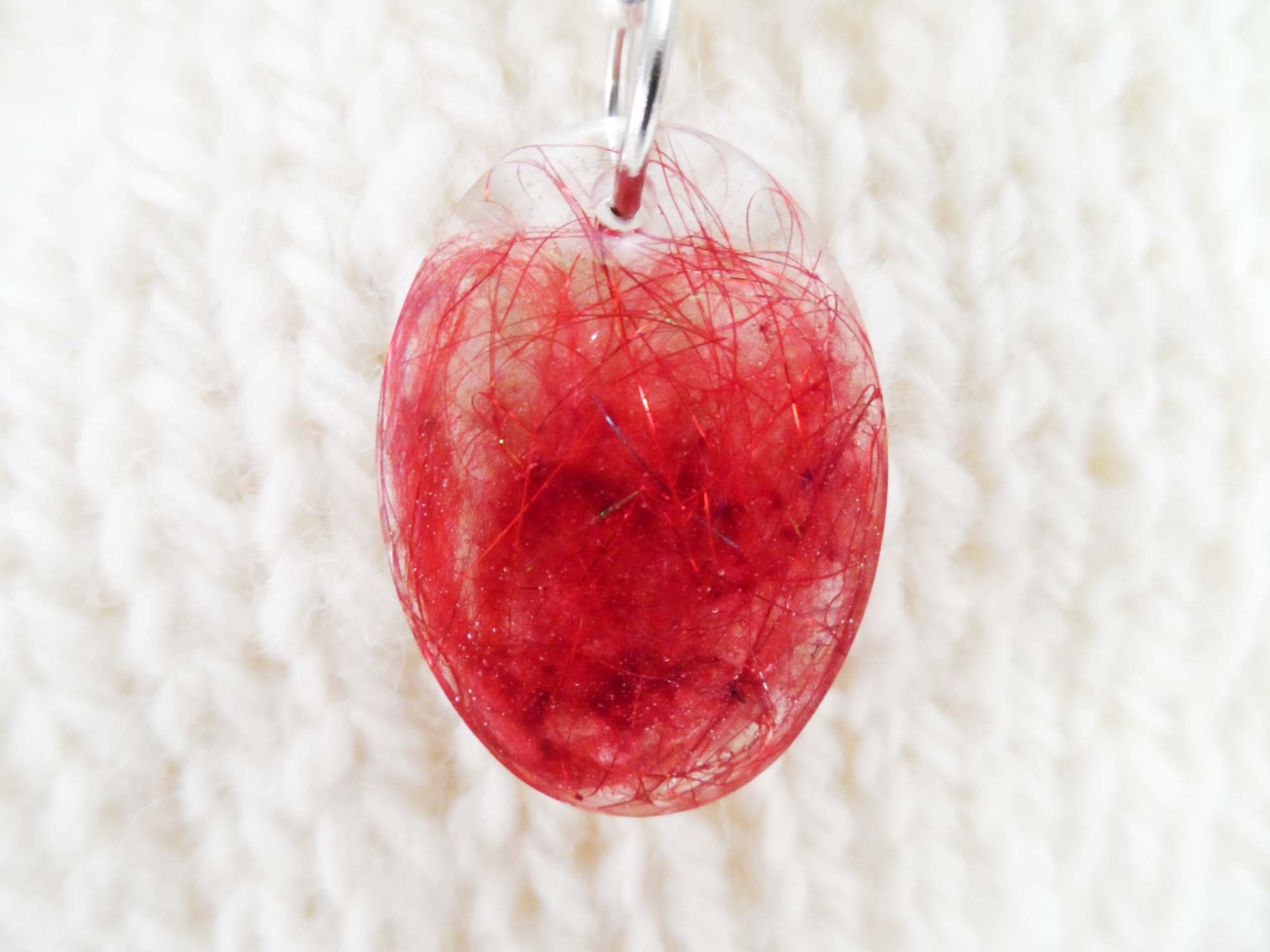 Ruby Red Captured Fiber and Resin Oval Stitch Marker - Etsy