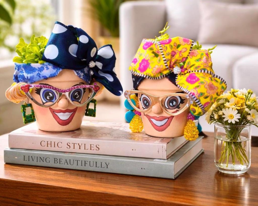 Hand-painted Lady Face Terracotta Pot, Sassy Whimsical Garden Decor - Etsy