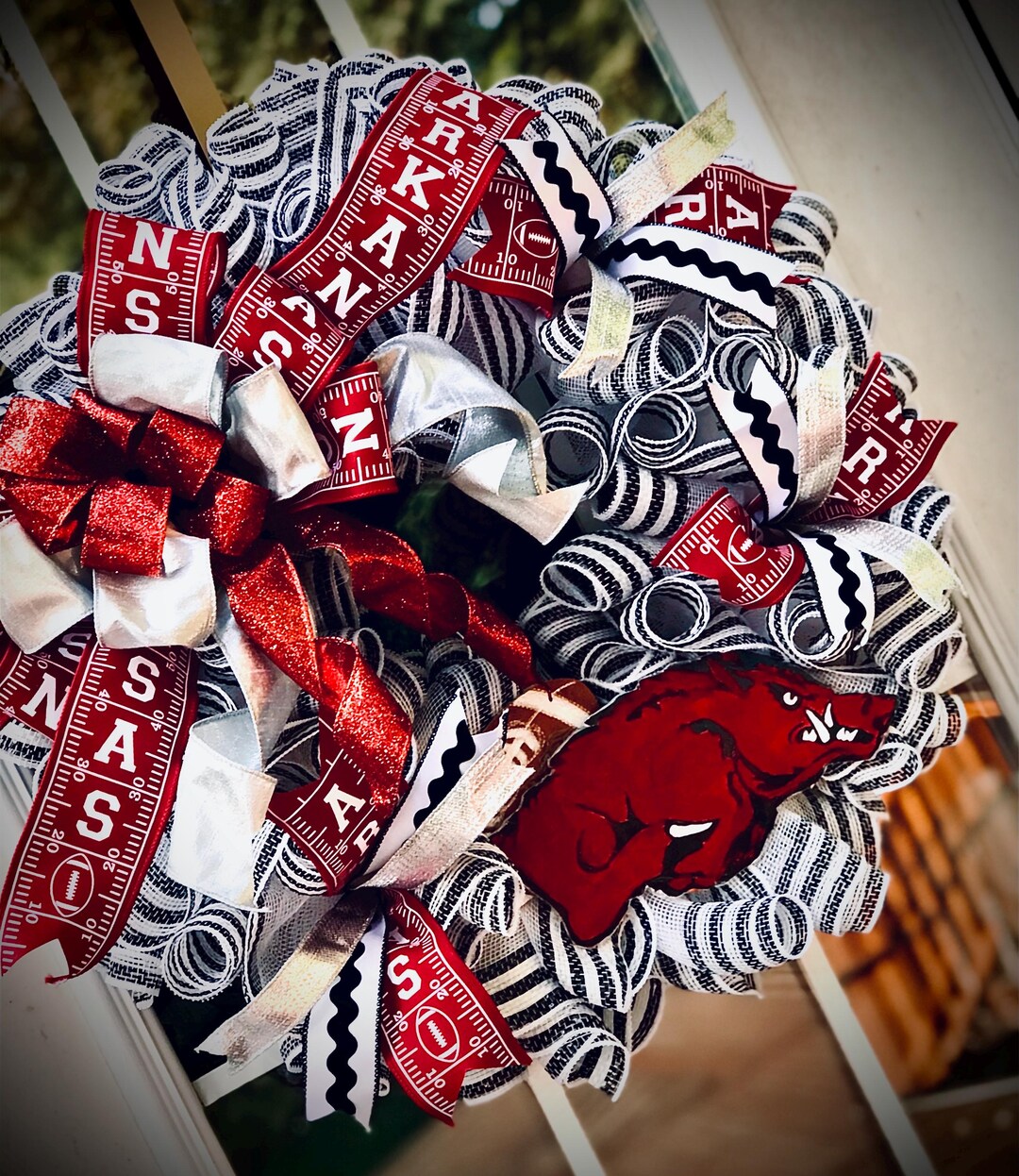 Arkansas Razorback Wreath, Razorbacks, Football Decor, Woo Pig Sooie ...