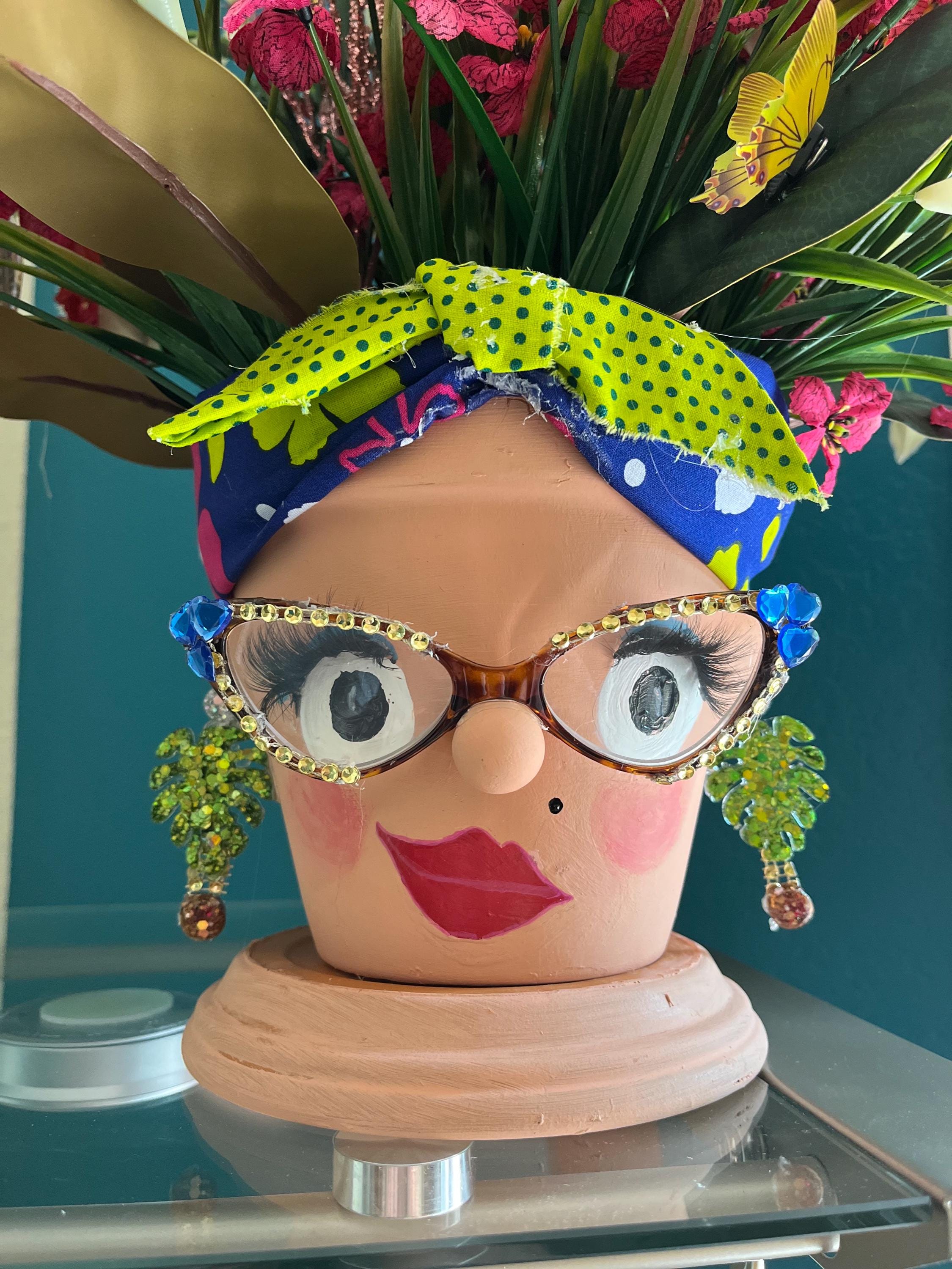 Hand-painted Lady Face Terracotta Pot: Sassy Character Garden Decor - Etsy