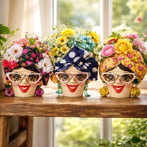 Hand-painted Lady Face Terracotta Pot, Sassy Whimsical Garden Decor - Etsy
