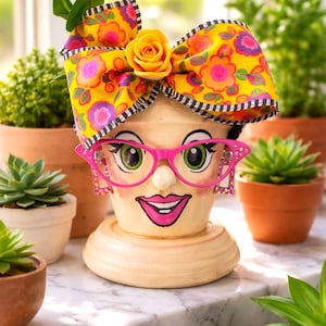 Hand-painted Lady Face Terracotta Pot, Sassy Whimsical Garden Decor - Etsy