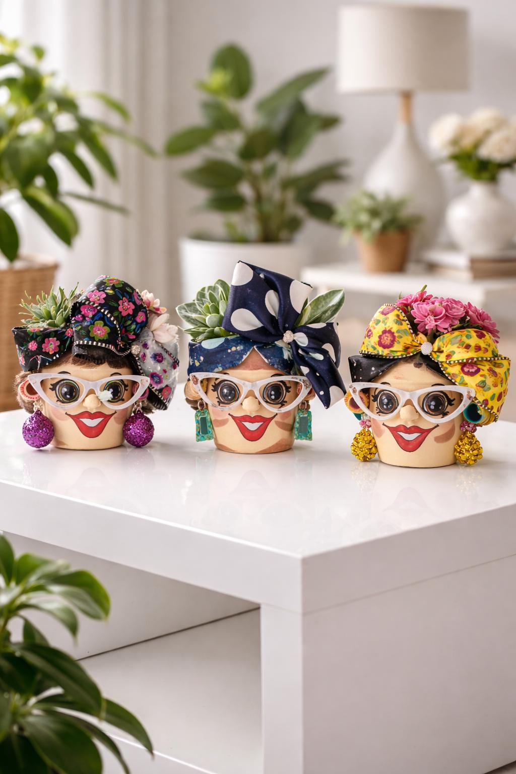 Hand-painted Planter Pot, Lady Face Terracotta Pot: Sassy Character ...