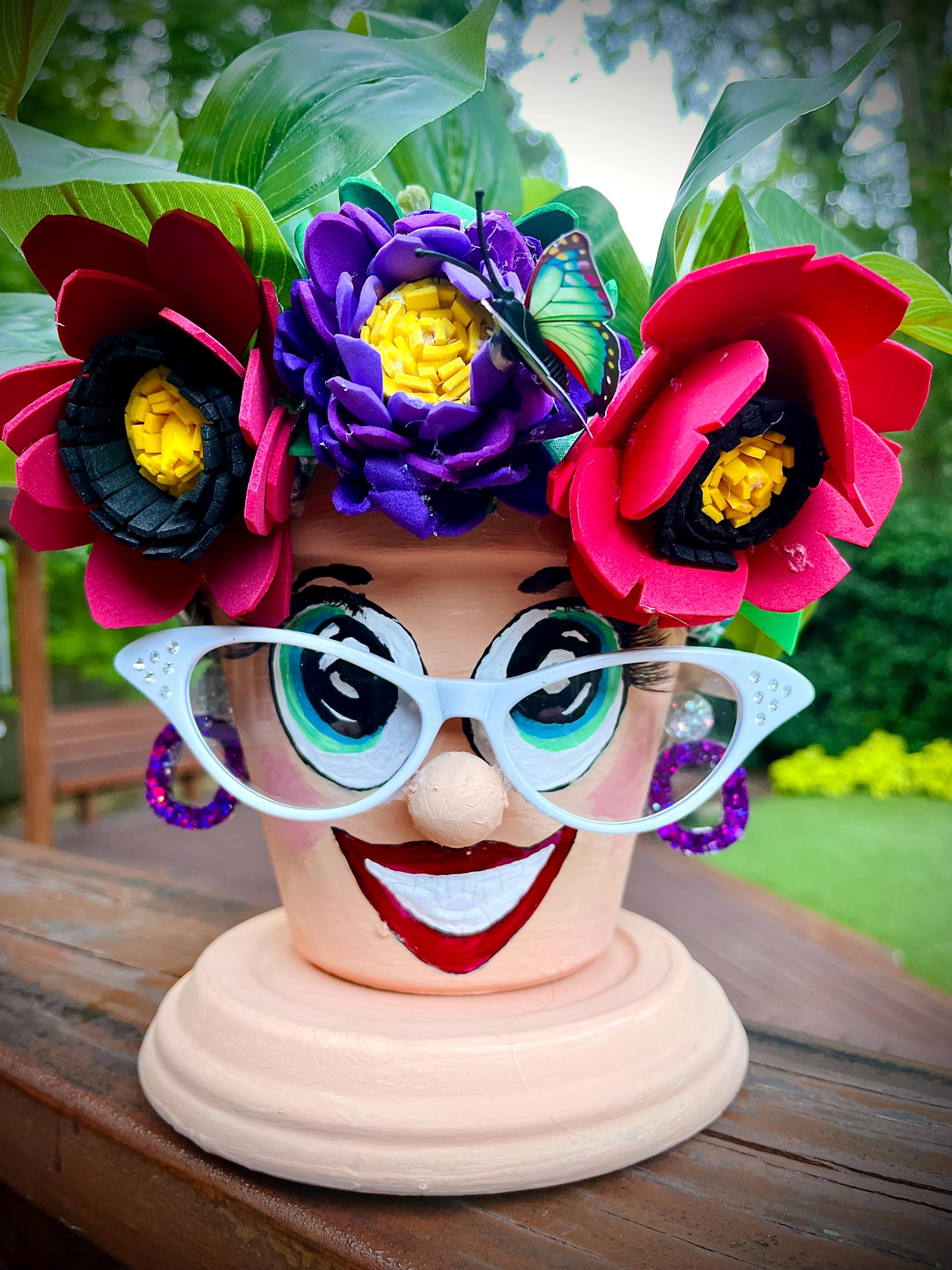 Hand-painted Lady Face Terracotta Pot: Sassy Character Garden Decor - Etsy
