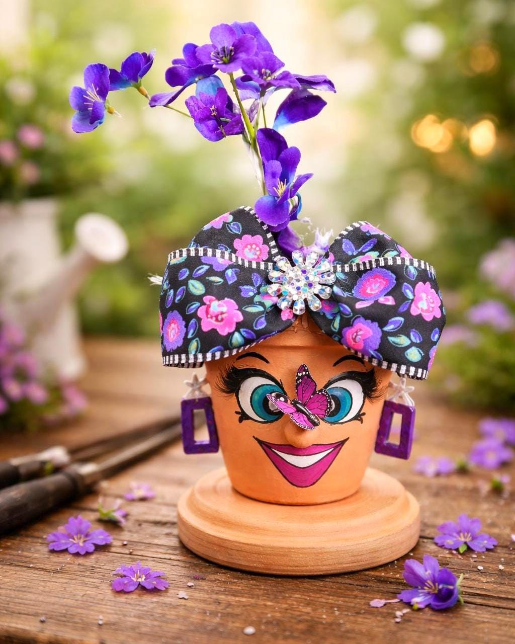 Hand-painted Lady Face Terracotta Pot, Sassy Whimsical Garden Decor - Etsy