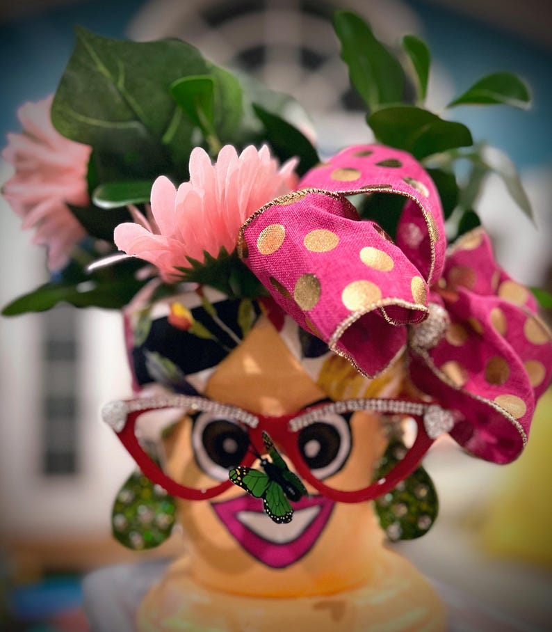 Hand-painted Lady Face Terracotta Pot: Sassy Character Garden Decor - Etsy