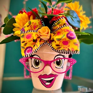 Sassy Pots, Lady Face Pots, Painted Terracotta Pots, Garden Pots, Face ...