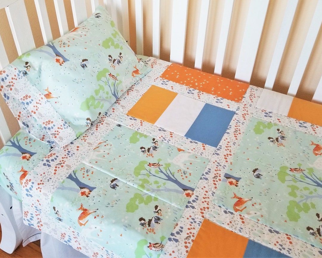 Woodland Organic Crib & Toddler Bedding Set - Etsy UK
