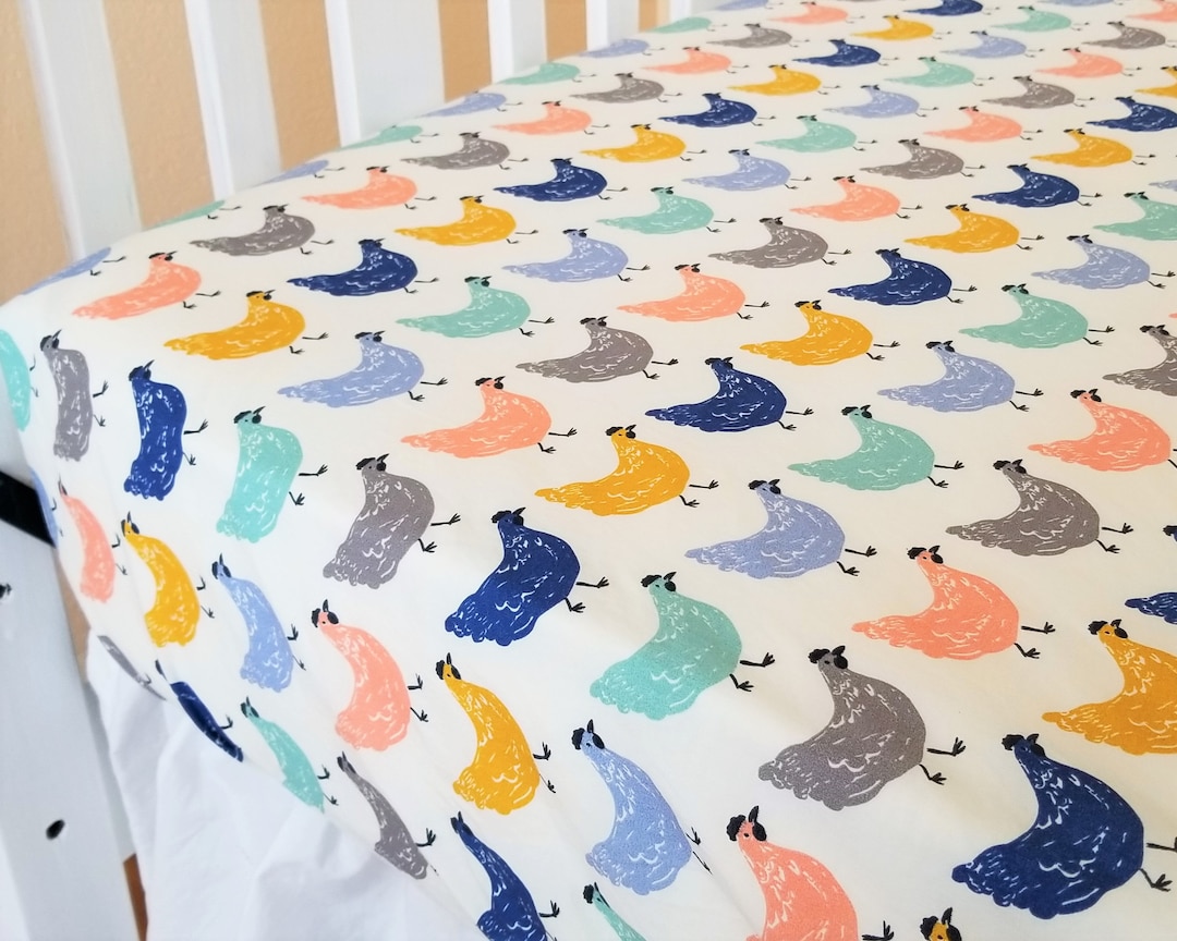 Organic Cotton Chicken Print Crib Sheet in Variety of Sizes - Etsy