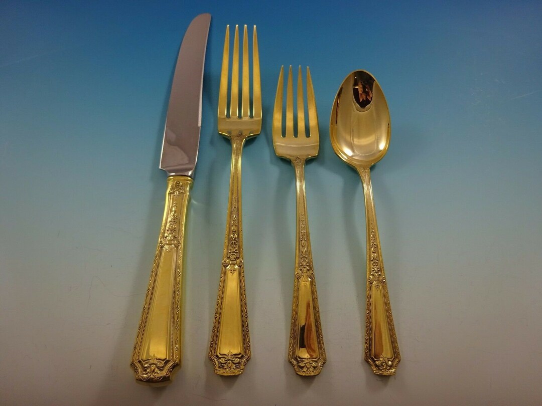 Louis Xiv Gold by Towle Sterling Silver Flatware Set for 6 Service ...