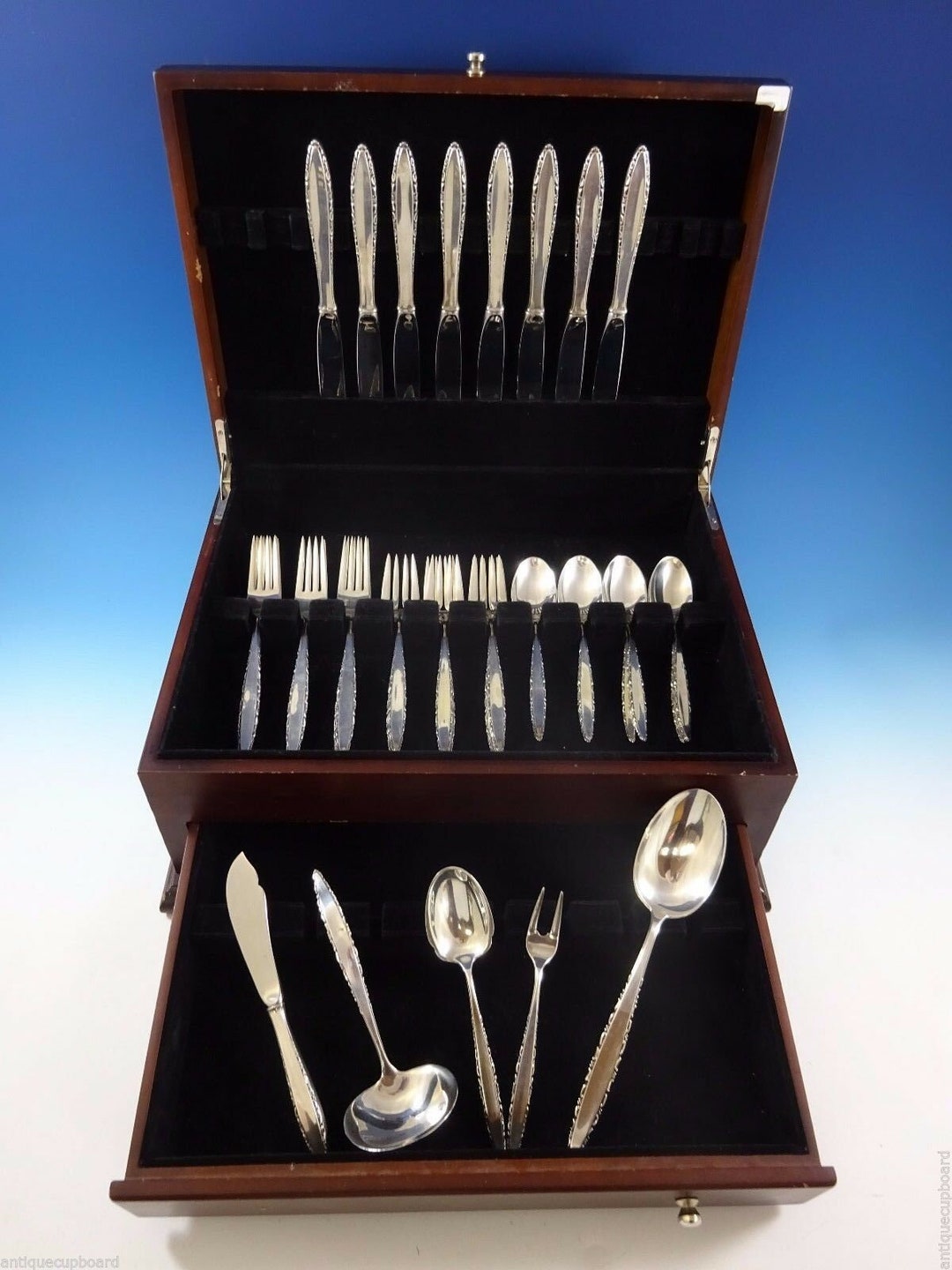 Lace Point by Lunt Sterling Silver Flatware Set for 8 Service 37 Pieces ...