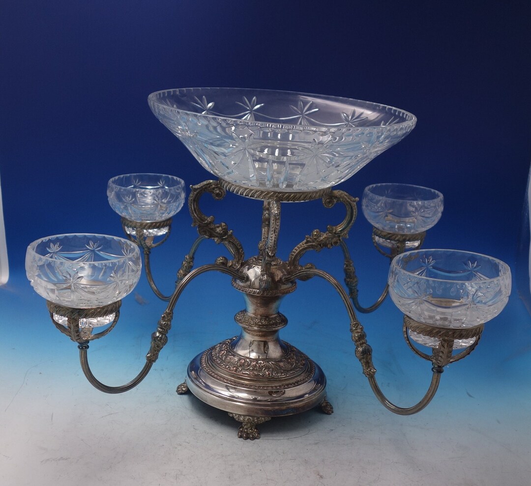 Gadroon by DP and Sons Silverplate and Copper Epergne With Crystal ...