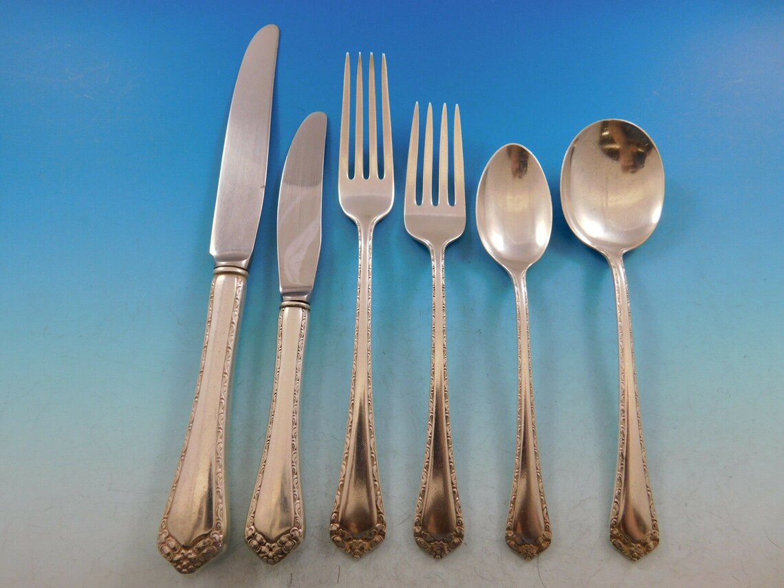 Rosemary by Easterling Sterling Silver Flatware Set for 8 | Etsy