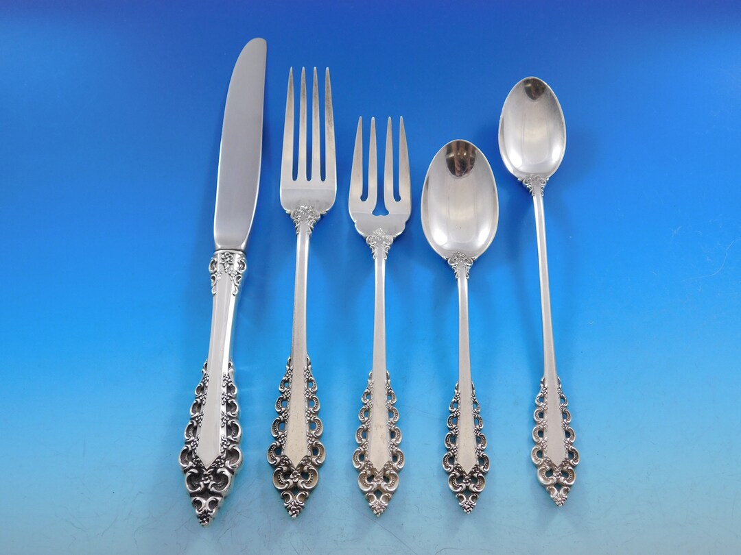 Florentine Scroll by Lunt Sterling Silver Flatware Set for 12 Service ...