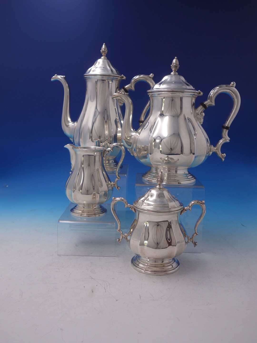 Rogers Sterling Silver Tea Set 4-piece Coffee Tea Sugar Creamer (#5171 ...