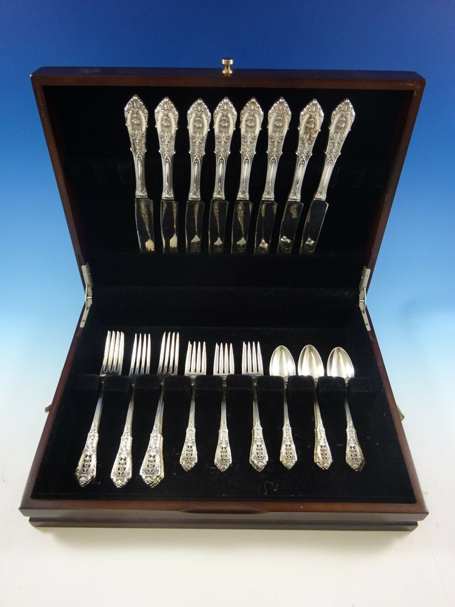 Rose Point by Wallace Sterling Silver Flatware Set 8 Service - Etsy