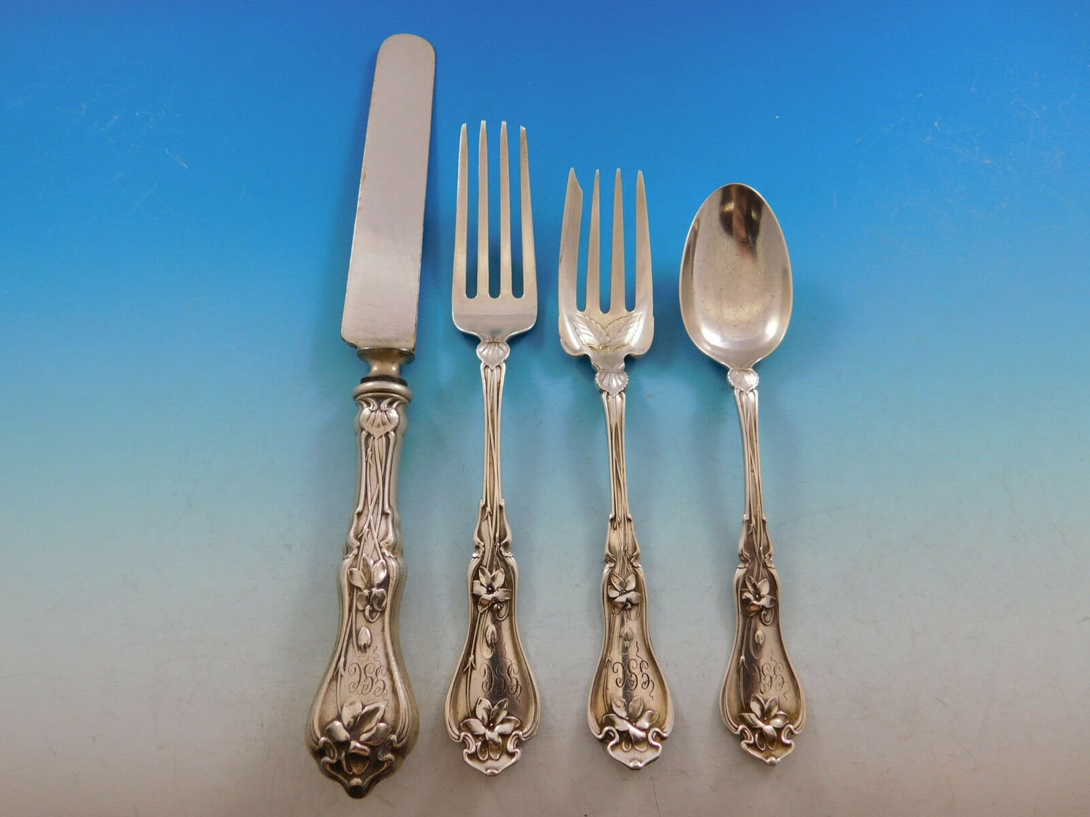 Violet by Whiting Sterling Silver Flatware Set for 8 Service 40 Pieces ...