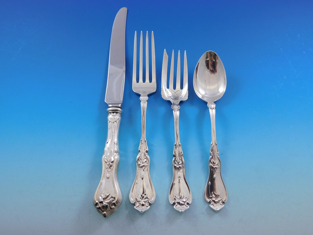 Violet by Whiting Sterling Silver Flatware Set for 6 Service 24 Pieces ...