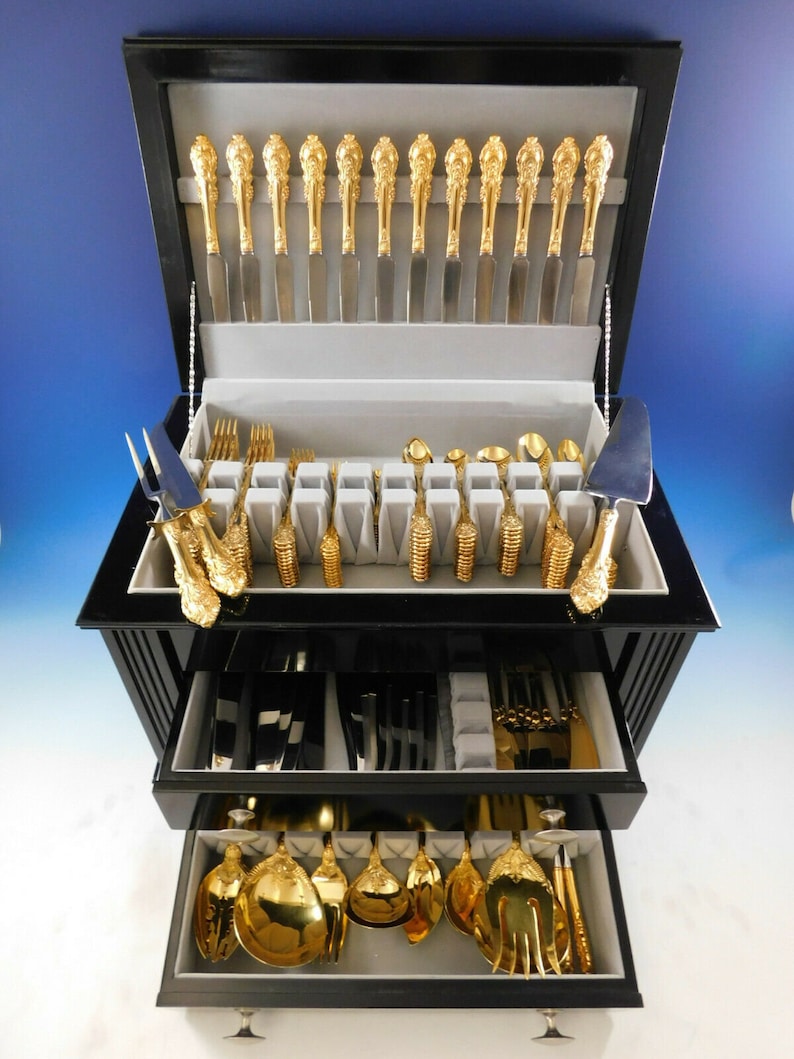 Sir Christopher Gold by Wallace Sterling Silver Flatware Set - Etsy