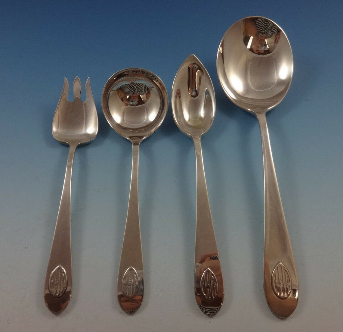 Gorham Plain Sterling Silver Flatware Set Service 102 Pieces Scarce ...