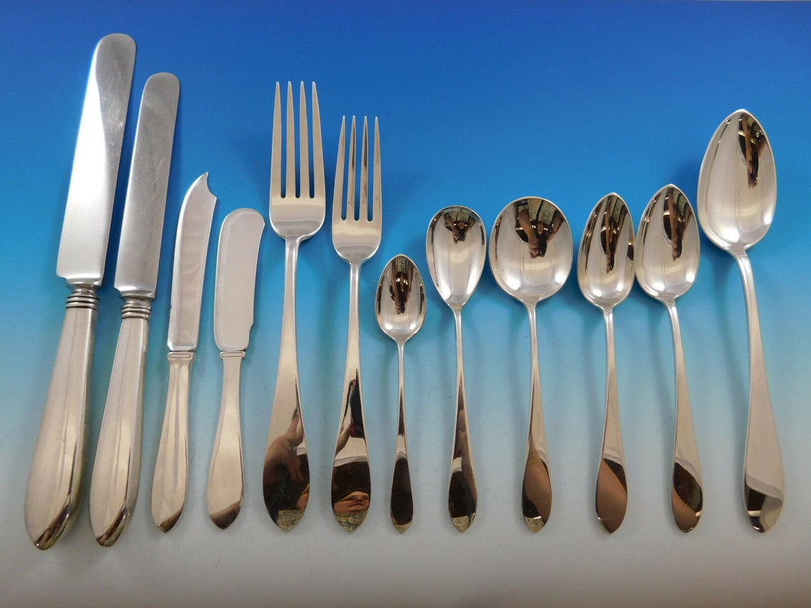 Pointed End by AJ Stone Sterling Silver Flatware Service Set Dinner 218 ...