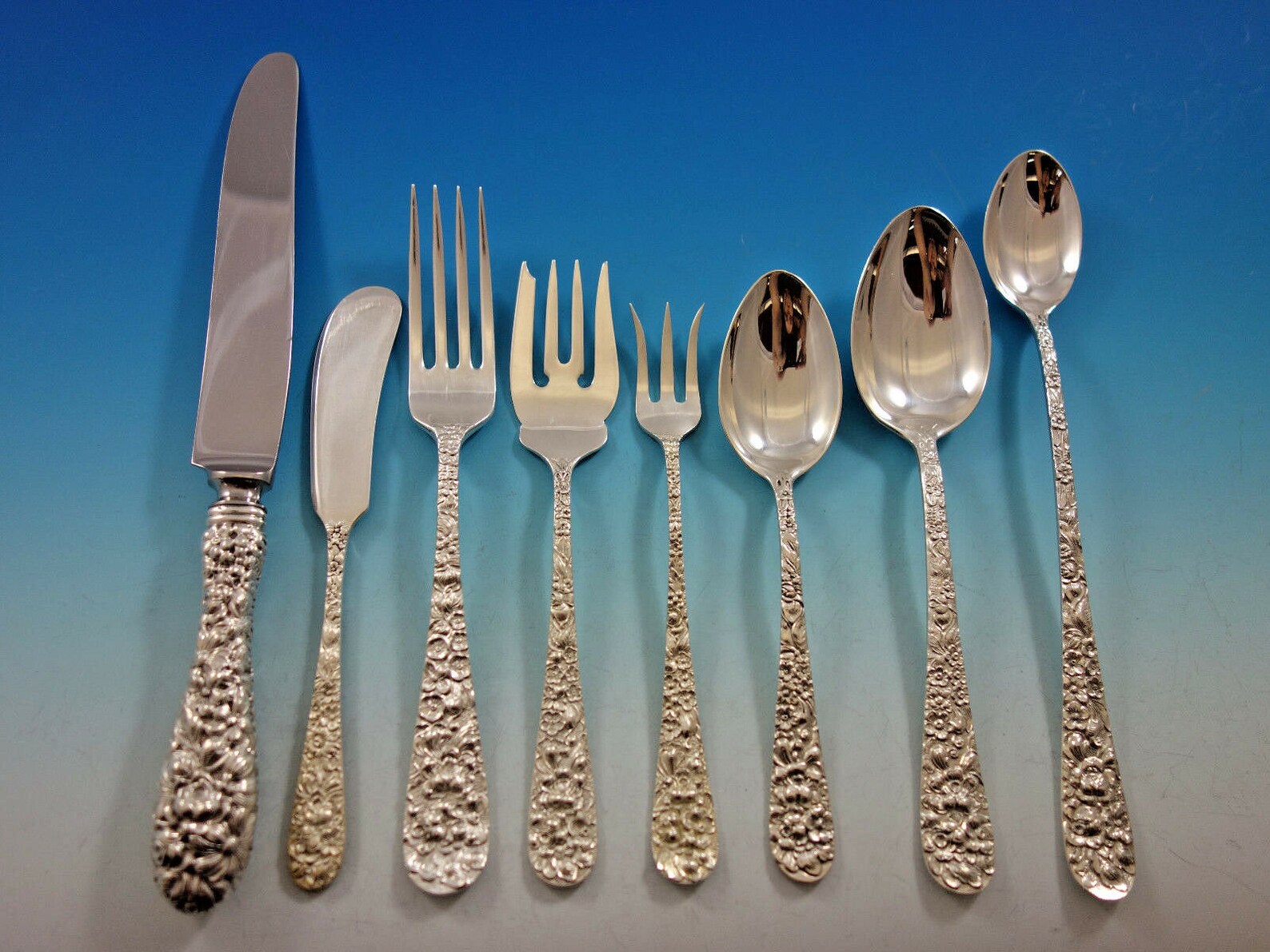 Rose by Stieff Sterling Silver Flatware Set for 12 Service 118 - Etsy