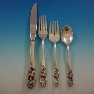 Silver Iris by International Sterling Silver Flatware Set for 12 ...