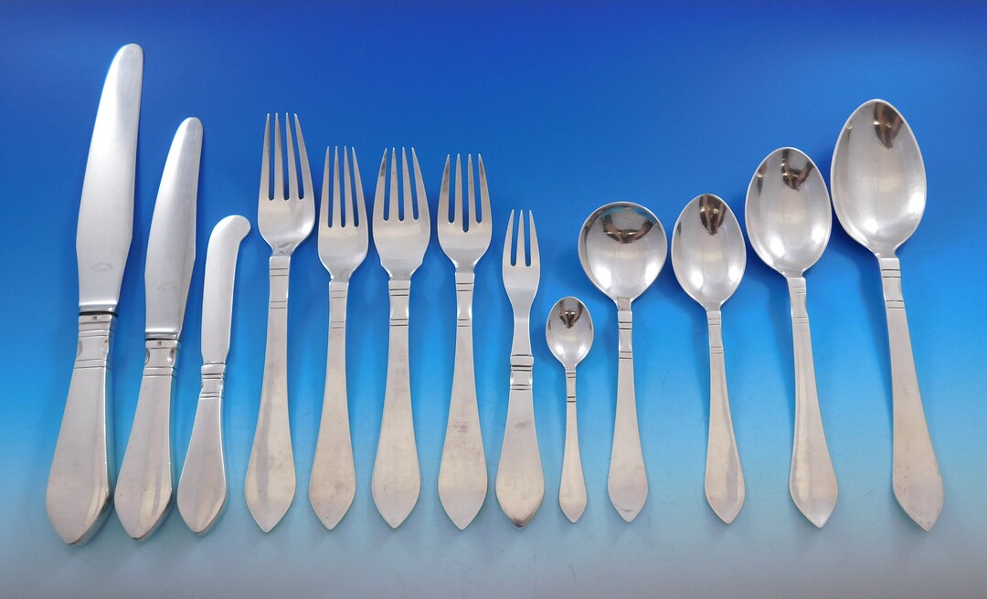 Continental Georg Jensen Sterling Silver Flatware Set 12 Service 164 ...