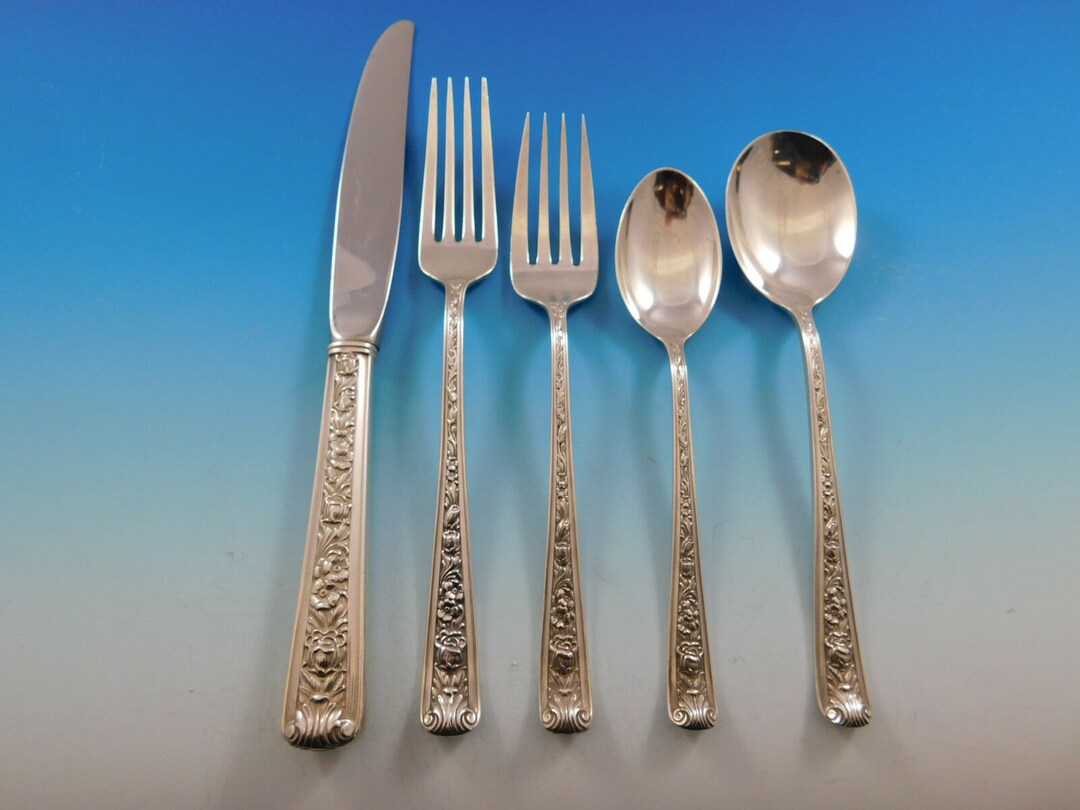 Windsor Rose by Watson Sterling Silver Flatware for 6 Set Service 33 ...