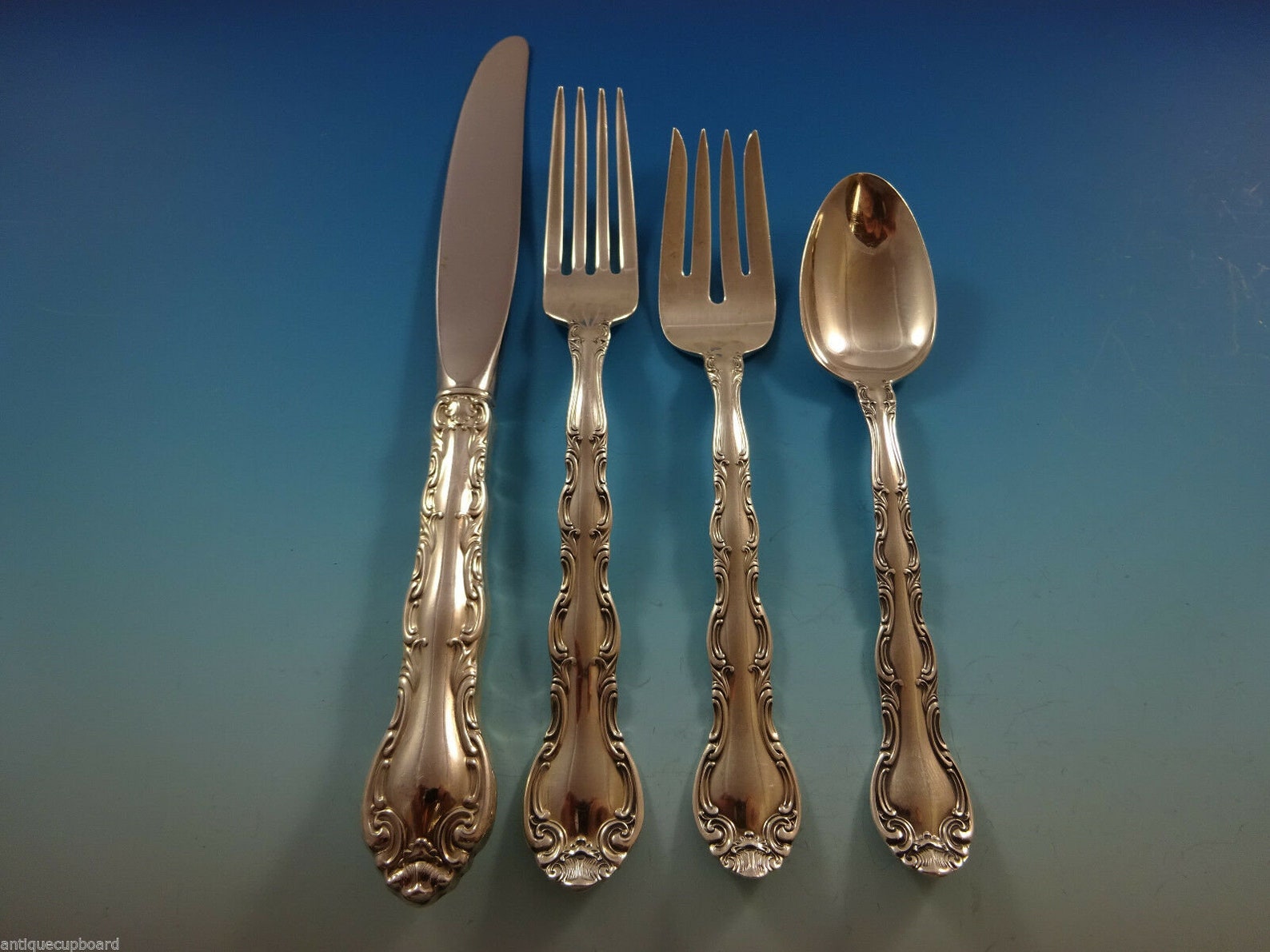 French Scroll by Alvin Sterling Silver Flatware Set for 12 Service 48 ...
