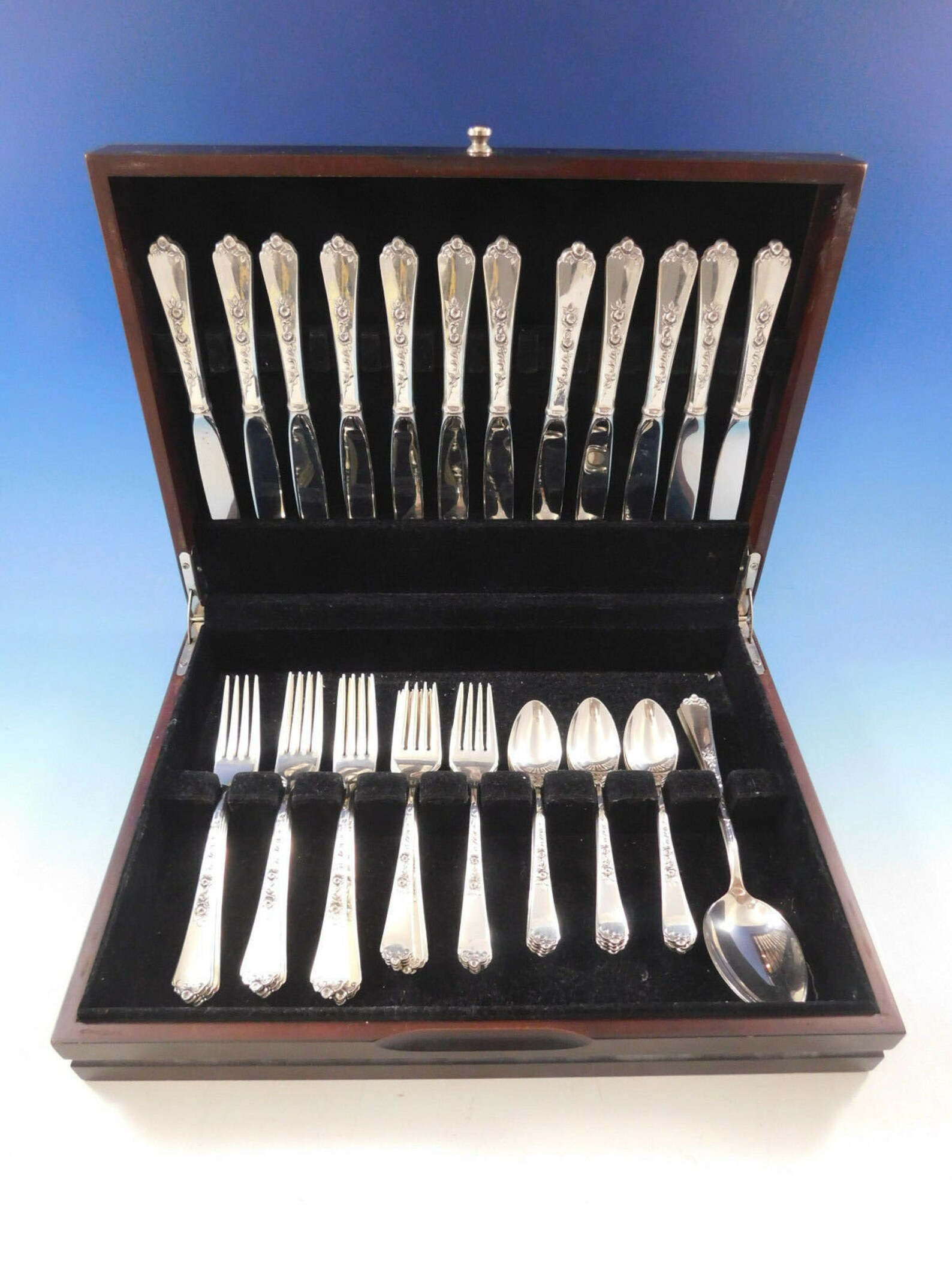 Sterling Rose by Wallace Sterling Silver Flatware Set for 12 - Etsy