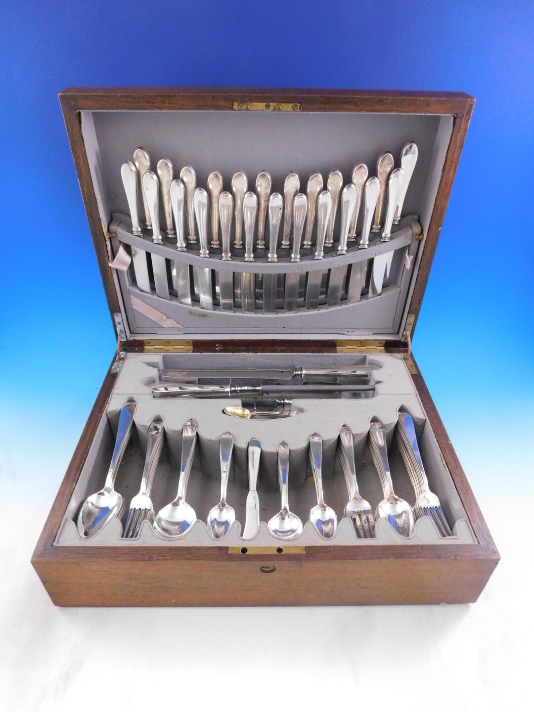 Gorham Plain Sterling Silver Flatware Set Service 155 Pieces Fitted Box ...