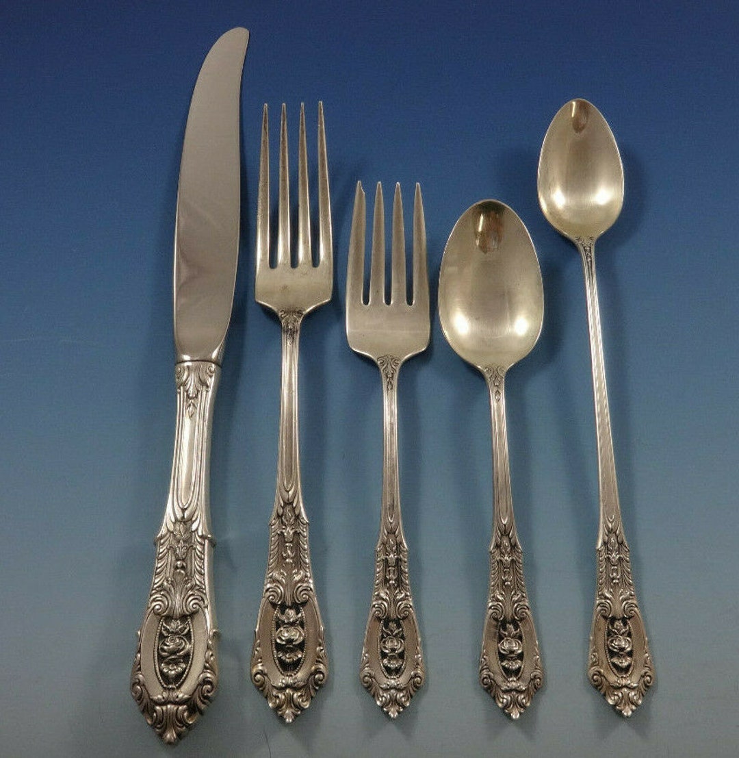 Rose Point by Wallace Sterling Silver Flatware Set 12 Service 78 Pcs ...